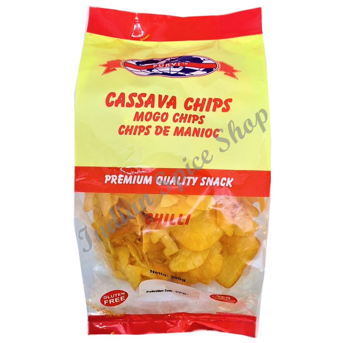 Purvi Cassava Mogo Chips Chilli 200g